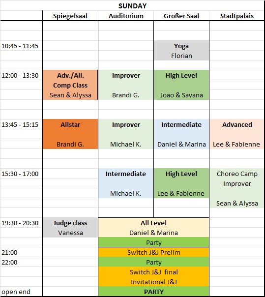 Schedule - Spring Time Swing